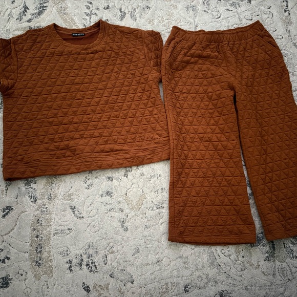 See And Be Seen | Other | Camel Textured Knit Lounge Set For Relaxed ...